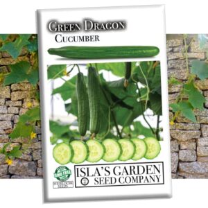 “green dragon” cucumber seeds for planting, 50+ heirloom seeds per packet, (isla’s garden seeds), non gmo seeds, botanical name: cucumis sativus, 90% germination rate