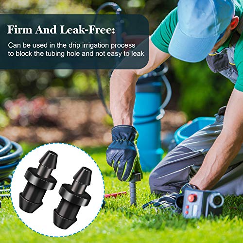 Drip Irrigation Plugs Drip Irrigation 1/4 Inch Tube Closure Goof Hole Plugs Irrigation Stopper for Home Garden Lawn Supplies, Black (450 Pieces)