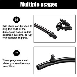 Drip Irrigation Plugs Drip Irrigation 1/4 Inch Tube Closure Goof Hole Plugs Irrigation Stopper for Home Garden Lawn Supplies, Black (450 Pieces)