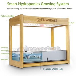 FAFAGRASS Indoor Garden Hydroponic Growing System, 12 Pods Herb Garden with Grow Light Self Watering System Cycle Timing Natural Bamboo Garden Planter Grower Harvest Vegetable Lettuce