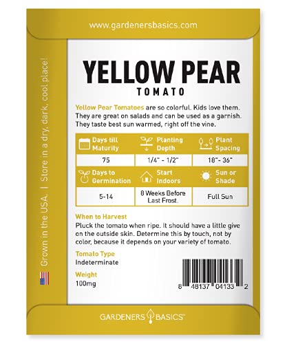 Yellow Pear Tomato Seeds for Planting Heirloom Non-GMO Seeds for Home Garden Vegetables Makes a Great Gift for Gardening by Gardeners Basics