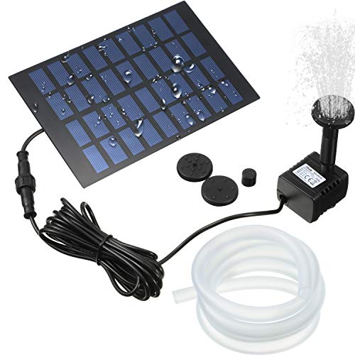 Solar Water Pump 1.8w Solar Pond Pump Solar Powered Water Pump Panel Water Fountain DIY Floating Pump with 4 Nozzle and 3.2 ft Silicone Clear Tubing for Fish Pond Tank Garden Water Cycling Decoration