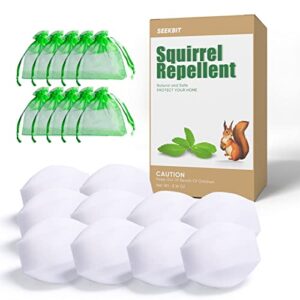 seekbit 10 pack squirrel repellent | chipmunk rodent mice repellent | yard, outdoor, indoor, attic, garden squirrels deterrent | car engines under hood animal repeller | waterproof long lasting, bags