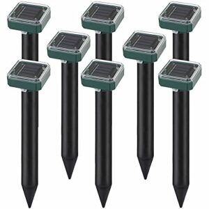 fretech ellassay mole repellent solar powered 8 pack sonic mole deterrent spikes,snake gopher vole repellent for lawn garden & yard,gopher deterrent,groundhog repeller black