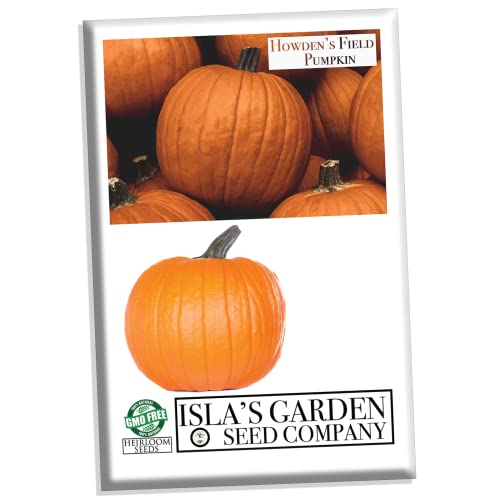 Howden's Field Pumpkin Seeds for Planting, 20+ Heirloom Seeds Per Packet, (Isla's Garden Seeds), Non GMO Seeds, Botanical Name: Cucurbita Pepo, Great Home Garden Gift