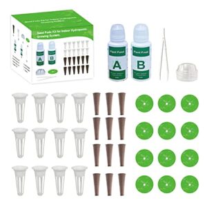 seed pods kit for aerogarden pods,hydroponic accessories for aerogarden seed pods,grow anything kit with 12pcs grow sponges,grow baskets,labels,grow domes, 1 tweezers and 1 set of a&b solid nutrients.