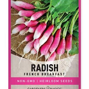 Radish Seeds for Planting - French Breakfast Variety Heirloom, Non-GMO Vegetable Seed - 2 Grams of Seeds Great for Outdoor Spring, Winter and Fall Gardening by Gardeners Basics