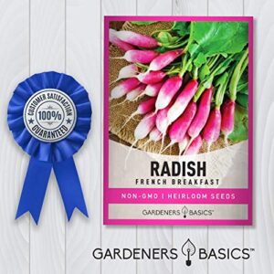 Radish Seeds for Planting - French Breakfast Variety Heirloom, Non-GMO Vegetable Seed - 2 Grams of Seeds Great for Outdoor Spring, Winter and Fall Gardening by Gardeners Basics