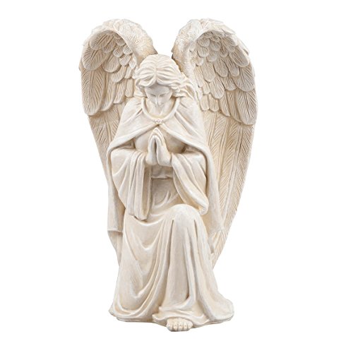 Fox Valley Traders Aoboco WalterDrake White Resin Angel Statue - Religious Garden Statue Remembrance Memorial Guardian Angel – 16 inch