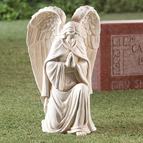 Fox Valley Traders Aoboco WalterDrake White Resin Angel Statue - Religious Garden Statue Remembrance Memorial Guardian Angel – 16 inch