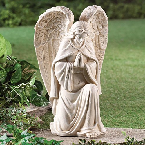 Fox Valley Traders Aoboco WalterDrake White Resin Angel Statue - Religious Garden Statue Remembrance Memorial Guardian Angel – 16 inch