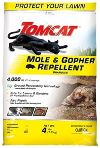 tomcat mole and gopher repellent granules, safe for lawns and gardens, 4 lbs.