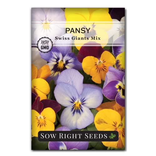 Sow Right Seeds - Edible Flower Seed Collection for Planting - Individual Packets Nasturtium Alaska, Pansy, Lavender, German Chamomile, and Borage, Non-GMO Heirloom Seed to Grow a Tasty Flower Garden