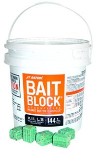 jt eaton 166004 709-pn bait block rodenticide anticoagulant bait, peanut butter flavor, for mice and rats (9 lb pail of 144), green