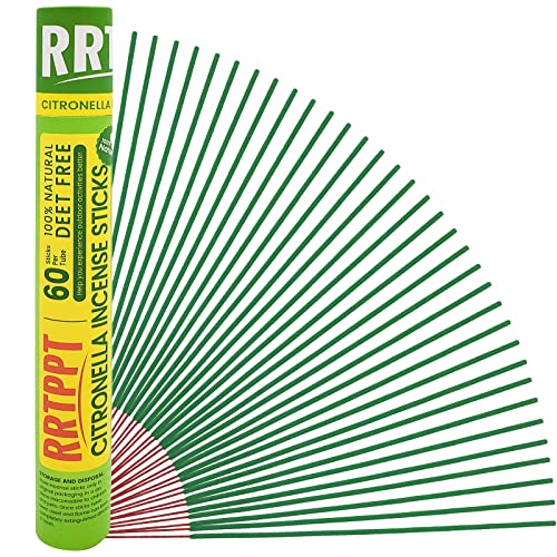 RRTPPT Citronella Incense Sticks with Natural Ingredients Citronella Oil Lemongrass Oil and Rosemary Oil Help You Better Enjoy Outdoor Life (60 Sticks)