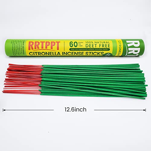 RRTPPT Citronella Incense Sticks with Natural Ingredients Citronella Oil Lemongrass Oil and Rosemary Oil Help You Better Enjoy Outdoor Life (60 Sticks)