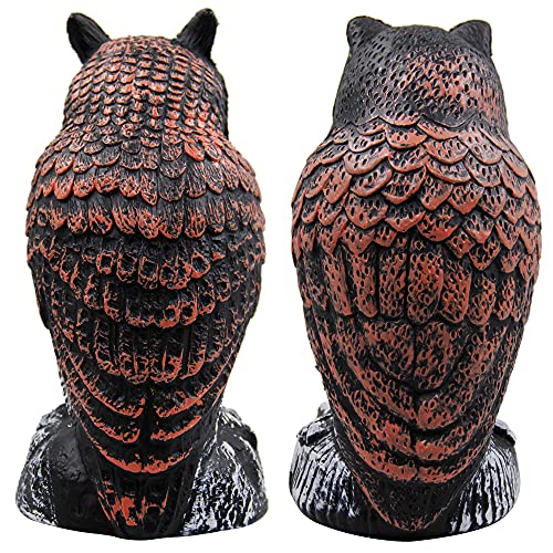 Hausse 2 Pack Fake Horned Owl | 10 Pack Reflective Pinwheels with Stakes