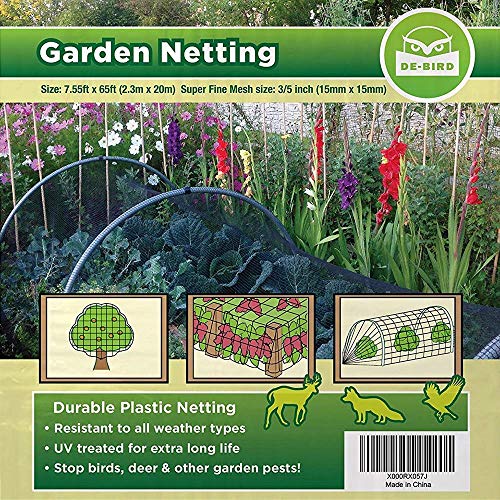 De-Bird Bundle Includes: Balloon Bird Repellent 3-Pk Scary Eye Balloons to Keep Birds Away & Heavy Duty Bird Netting to Protect Plants