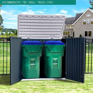 YITAHOME Outdoor Horizontal Storage Sheds w/o Shelf, Weather Resistant Resin Tool Shed, Multi-Opening Door for Storage of Bike, Trash Cans, Garden Tools, 27 cu ft, Waterproof, Lockable, Dark Gray