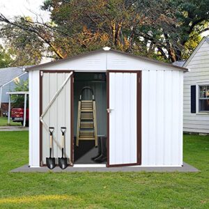 emkk 6ftx8ft metal garden sheds outdoor storage sheds, steel utility tool shed storage house with door & lock, metal sheds outdoor storage for backyard garden patio lawn,metal garden sheds