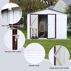 EMKK 6ftx8ft Metal Garden Sheds Outdoor Storage Sheds, Steel Utility Tool Shed Storage House with Door & Lock, Metal Sheds Outdoor Storage for Backyard Garden Patio Lawn,Metal Garden Sheds