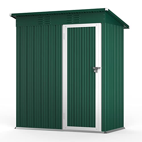 Bealife 5' x 3' Outdoor Storage Shed Clearance, Metal Outdoor Storage Cabinet with Single Lockable Door, Waterproof Tool Shed, Backyard Shed for Garden, Patio and Lawn(Green)