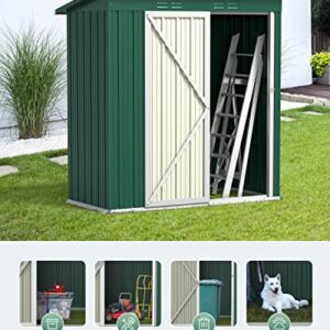 Bealife 5' x 3' Outdoor Storage Shed Clearance, Metal Outdoor Storage Cabinet with Single Lockable Door, Waterproof Tool Shed, Backyard Shed for Garden, Patio and Lawn(Green)