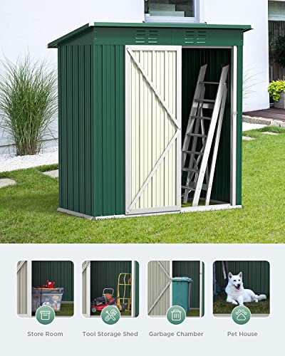 Bealife 5' x 3' Outdoor Storage Shed Clearance, Metal Outdoor Storage Cabinet with Single Lockable Door, Waterproof Tool Shed, Backyard Shed for Garden, Patio and Lawn(Green)