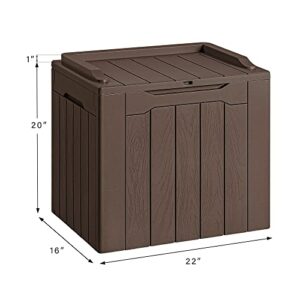 Devoko 30 Gallon Resin Deck Box Outdoor Indoor Waterproof Storage Box for Patio Pool Accessories Storage for Toys Cushion Garden Tools (30 Gallon, Brown)