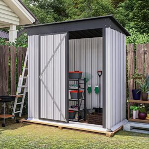 wiilayok 5 x 3 ft storage shed, outdoor metal garden shed with lockable door, waterproof tool shed for yard, patio, lawn