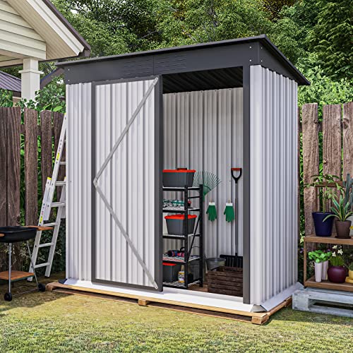 WIILAYOK 5 X 3 FT Storage Shed, Outdoor Metal Garden Shed with Lockable Door, Waterproof Tool Shed for Yard, Patio, Lawn