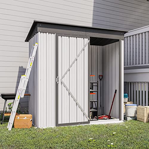 WIILAYOK 5 X 3 FT Storage Shed, Outdoor Metal Garden Shed with Lockable Door, Waterproof Tool Shed for Yard, Patio, Lawn