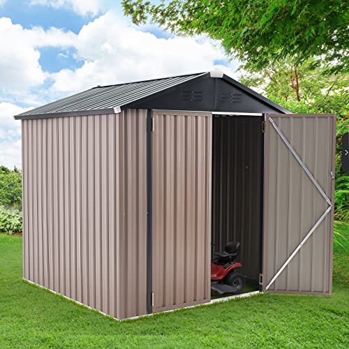 U-MAX 6 x 6FT Outdoor Storage Shed, Lockable Bike Shed,Garden Shed &Tool Shed for Backyard, Patio, Lawn