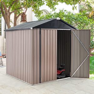 U-MAX 6 x 6FT Outdoor Storage Shed, Lockable Bike Shed,Garden Shed &Tool Shed for Backyard, Patio, Lawn