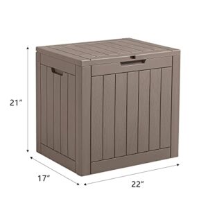 Devoko 31 Gallon Lightweight Resin Deck Box Waterproof Lockable Storage Container for Patio Furniture Accessories and Indoor Outdoor Toys