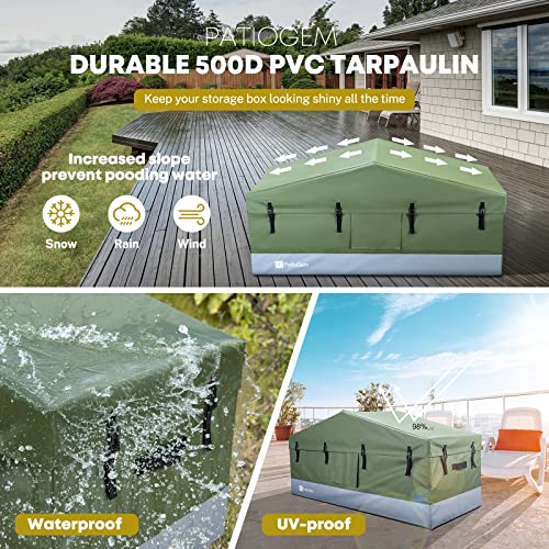 PatioGem 180 Gallons Heavy Duty Portable Waterproof Outdoor Storage Box, Large Storage Containers Shed All Weather Soft Tarpaulin Deck Box for the Boat, Pool, Yard, Garden, Patio, or Camping, Green