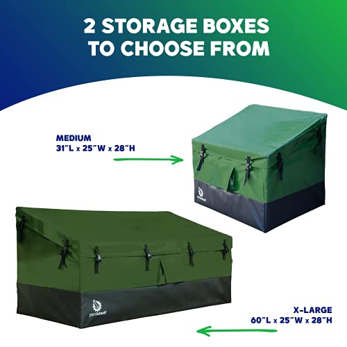 YardStash Outdoor Storage Box (Waterproof) - Heavy Duty, Portable, All Weather Tarpaulin Deck Box - Protects from Rain, Wind, Sun & Snow - Perfect for the Boat, Yard, Patio, or Camping – XL Green