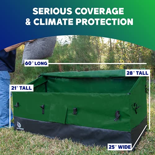 YardStash Outdoor Storage Box (Waterproof) - Heavy Duty, Portable, All Weather Tarpaulin Deck Box - Protects from Rain, Wind, Sun & Snow - Perfect for the Boat, Yard, Patio, or Camping – XL Green