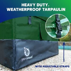 YardStash Outdoor Storage Box (Waterproof) - Heavy Duty, Portable, All Weather Tarpaulin Deck Box - Protects from Rain, Wind, Sun & Snow - Perfect for the Boat, Yard, Patio, or Camping – XL Green