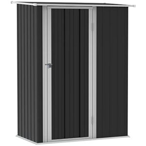 outsunny 5′ x 3′ metal outdoor storage shed, garden tool house cabinet with lockable door for backyard, patio, lawn, garage, gray