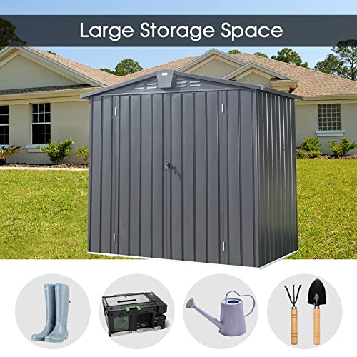 Domi Outdoor Storage Shed 6.5'x 4.2', Metal Garden Shed for Bike, Trash Can, Tools, Lawn Mowers, Pool Toys, Galvanized Steel Outdoor Storage Cabinet with Lockable Door for Backyard, Patio, Lawn