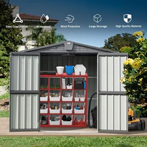 Domi Outdoor Storage Shed 6.5'x 4.2', Metal Garden Shed for Bike, Trash Can, Tools, Lawn Mowers, Pool Toys, Galvanized Steel Outdoor Storage Cabinet with Lockable Door for Backyard, Patio, Lawn