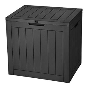 yitahome 30 gallon deck box, outdoor storage box for patio furniture, pool accessories, cushions, garden tools and outdoor, waterproof resin with lockable lid and side handles (black)