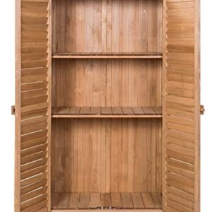 GRAFFY Outdoor Wooden Storage Shed, Garden Tools Cabinet with Shutter Design, Wooden Storage Cabinet with Tilted Asphalt Roof, for Garden, Yard, Patio