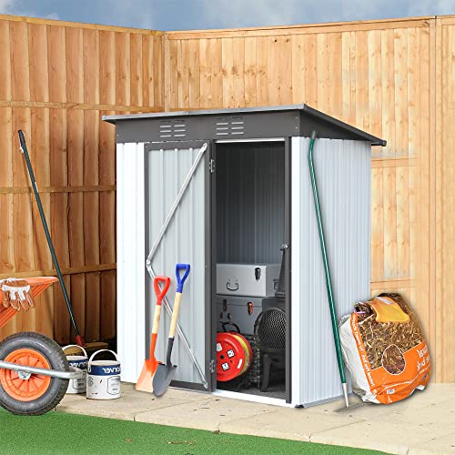 5ft x 3ft Outdoor Metal Storage Shed，Sun Protection, Waterproof Tool Storage Shed for Backyard, Patio, Lawn (Gray)