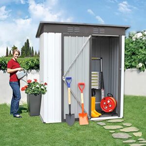 5ft x 3ft Outdoor Metal Storage Shed，Sun Protection, Waterproof Tool Storage Shed for Backyard, Patio, Lawn (Gray)