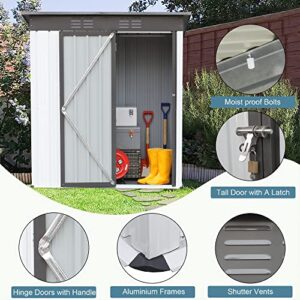 5ft x 3ft Outdoor Metal Storage Shed，Sun Protection, Waterproof Tool Storage Shed for Backyard, Patio, Lawn (Gray)