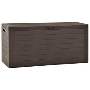 yeziyiyfob 76.6 gallon garden storage deck box, waterproof plastic garden container cabinet tool for patio, lawn, poolside, backyard outdoor brown 45.7″x17.3″x21.7″