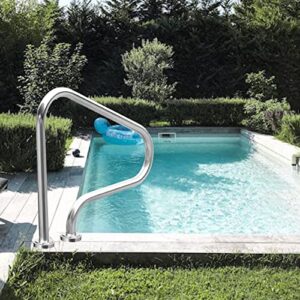 pool hand rail, 1pcs 304 stainless steel swimming pool handrail, 3-bend non-slip pool stair rail, for garden backyard water parks | easy mount