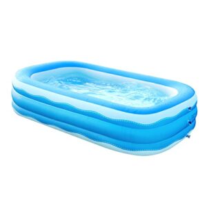 inflatable swimming pool, rectangle above ground family blow up pool, swimming pool for kiddie adults, large full-sized thickened plastic pool for garden backyard outdoor (92 inx 56inx 20in)